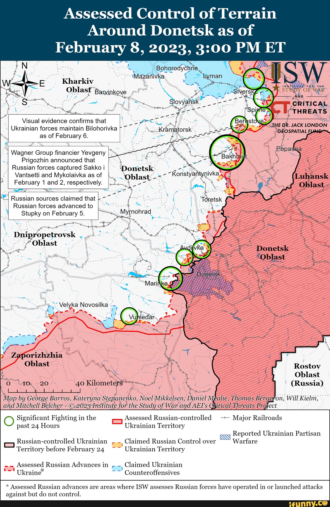 Assessed Control of Terrain Around Donetsk as of February 8, 2023, PM ...
