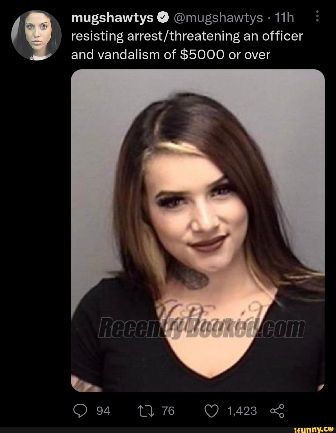Mugshawtys @ @mugshawtys resisting an officer and vandalism of $5000 or ...
