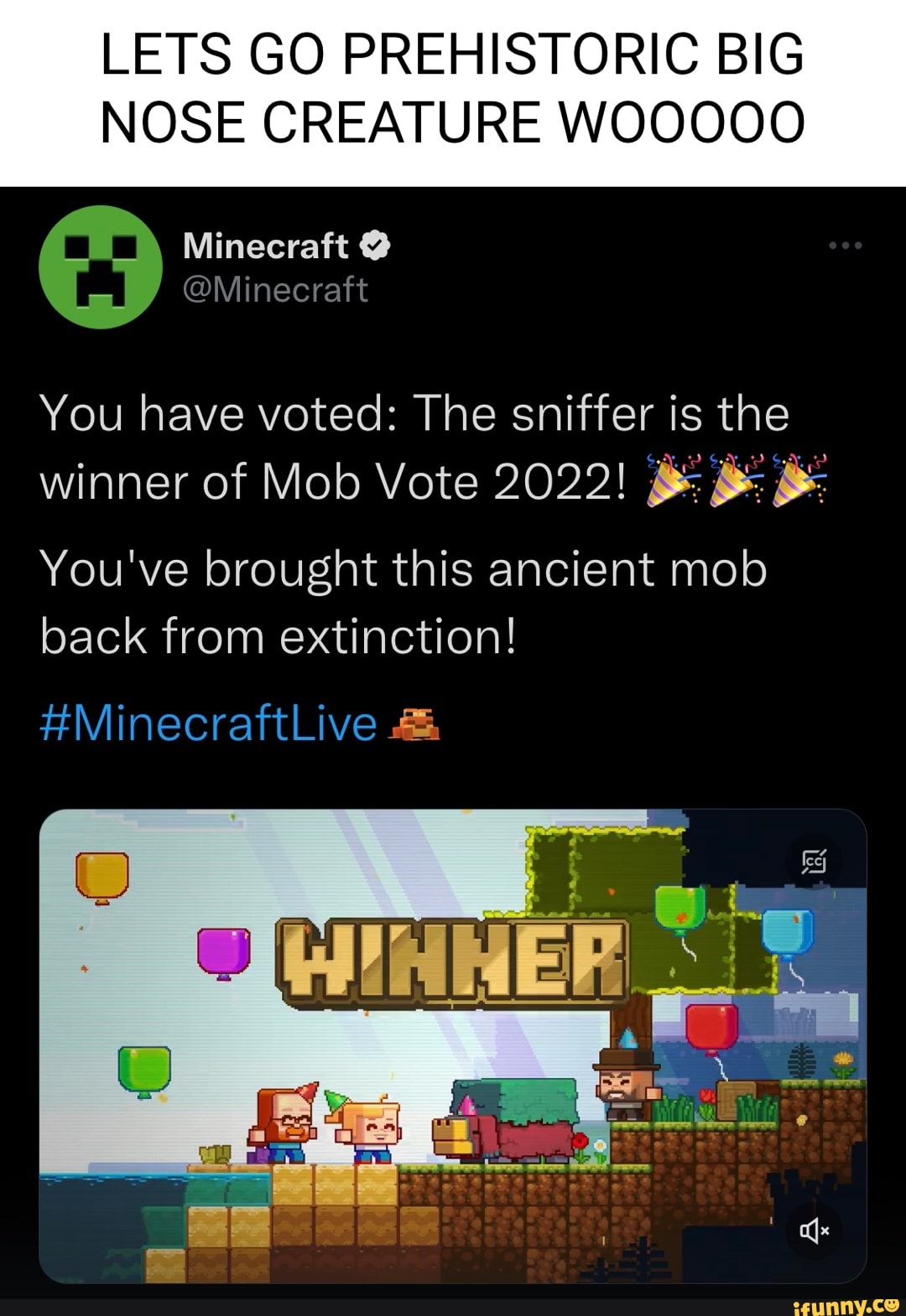 LETS GO PREHISTORIC BIG NOSE CREATURE WOOOOO Minecraft You have voted ...