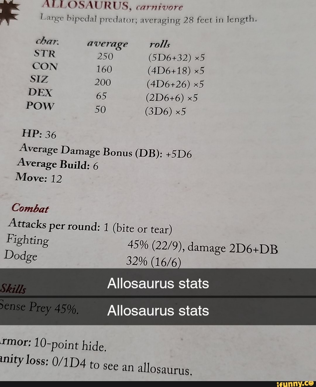 ALLOSAURUS, carnivore A e Large bipedal predator; averaging 28 feet in ...