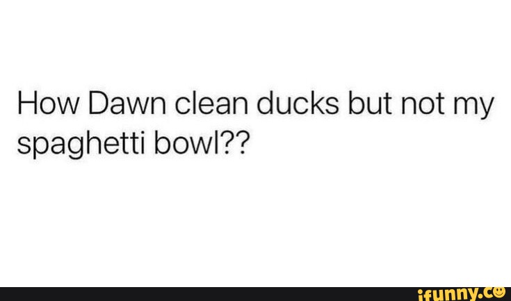 How Dawn clean ducks but not my spaghetti bowl?? - iFunny
