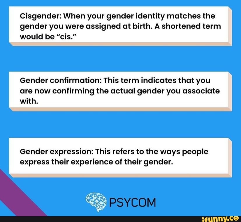 Cisgender: When your gender identity matches the gender you were ...