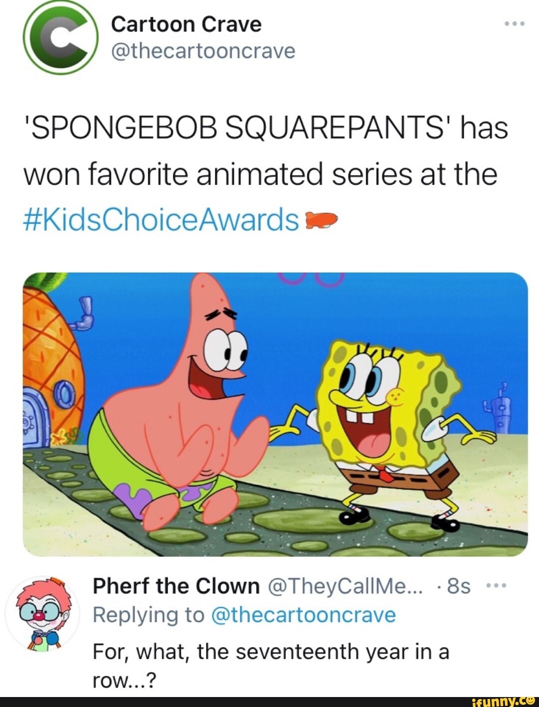 'SPONGEBOB SQUAREPANTS' has won favorite animated series at the # ...