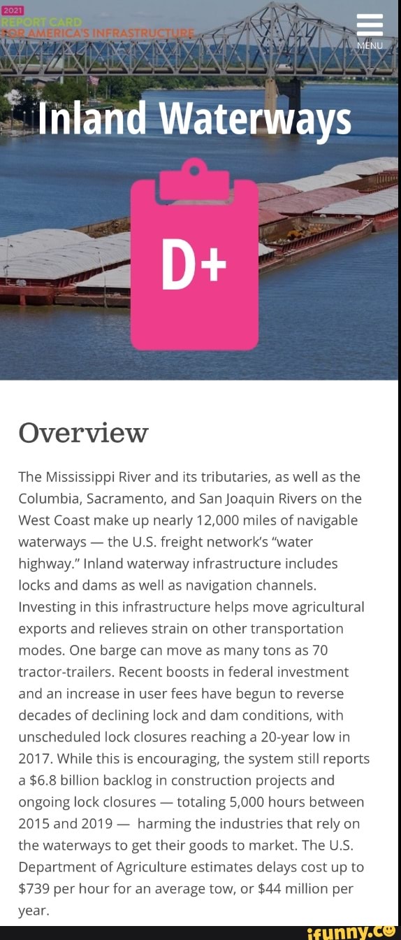 AMERICA'S INFRASTRUCTURE Inland Waterways Overview The Mississippi ...