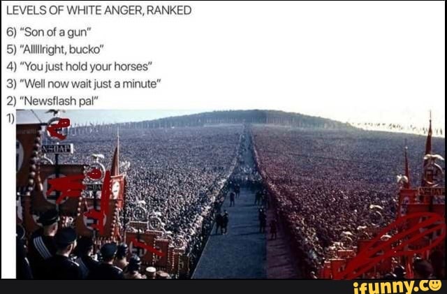 LEVELS OF WHITE ANGER, RANKED 6) "Son of a gun" 5) "Allright, bucko" 4 ...
