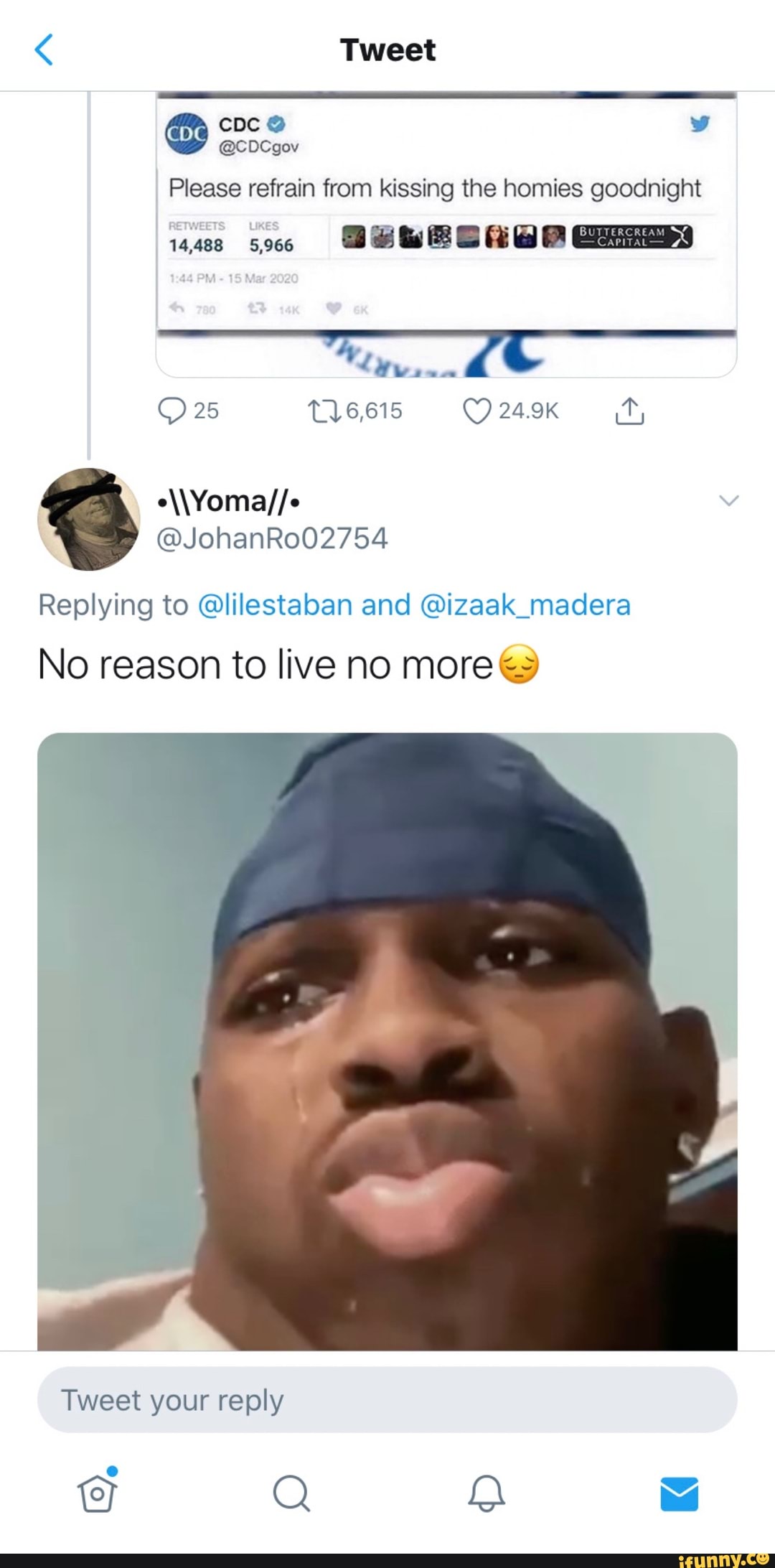 Please refrain from kissing the homies goodnight Replying to ...