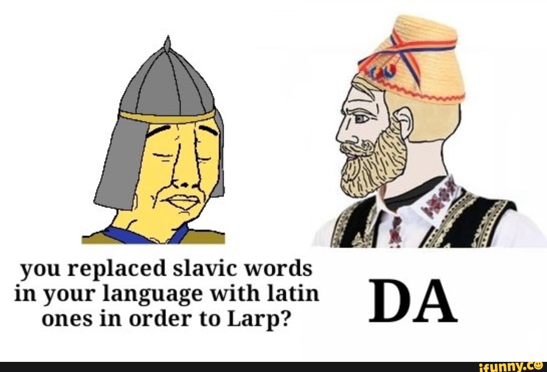 You replaced slavic words in your language with latin ones in order to Larp? - iFunny