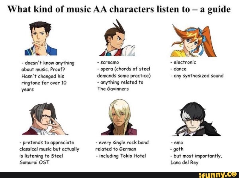 What kind of music AA characters listen to a guide doesn't know ...