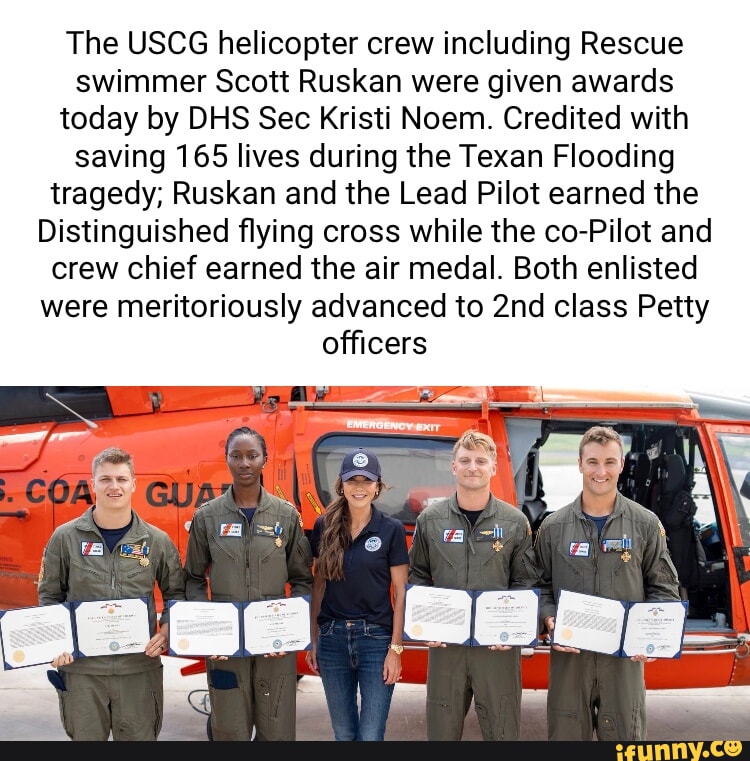 The USCG helicopter crew including Rescue swimmer Scott Ruskan were ...
