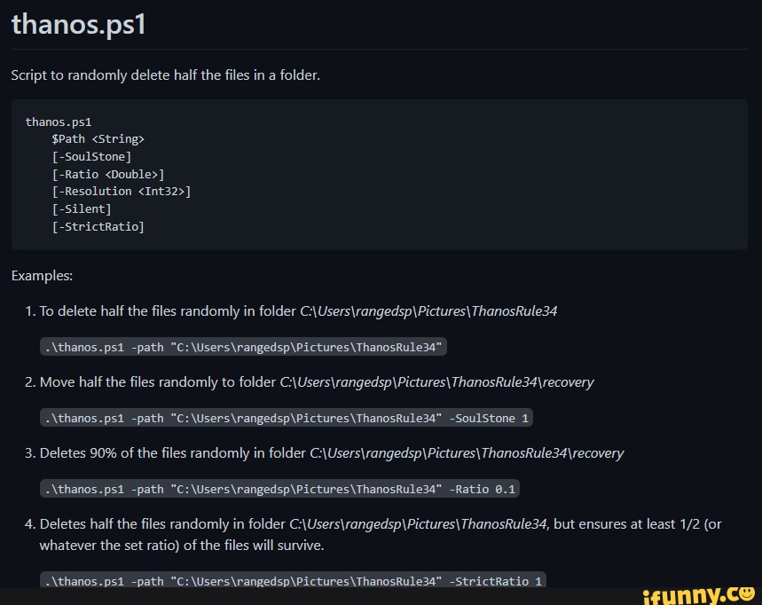 Thanos.ps1 Script to randomly delete half the files in a folder ...