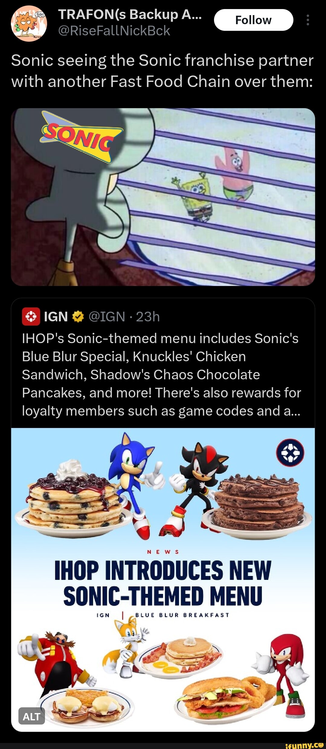 Backup A... Foll Sonic seeing the Sonic franchise partner with another ...