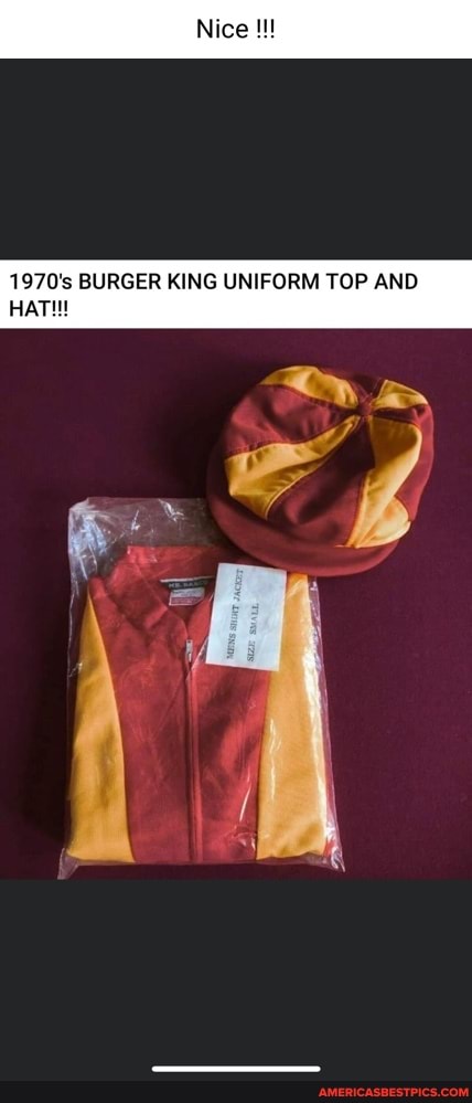 Nice 1970's BURGER KING UNIFORM TOP AND HA - America’s best pics and videos