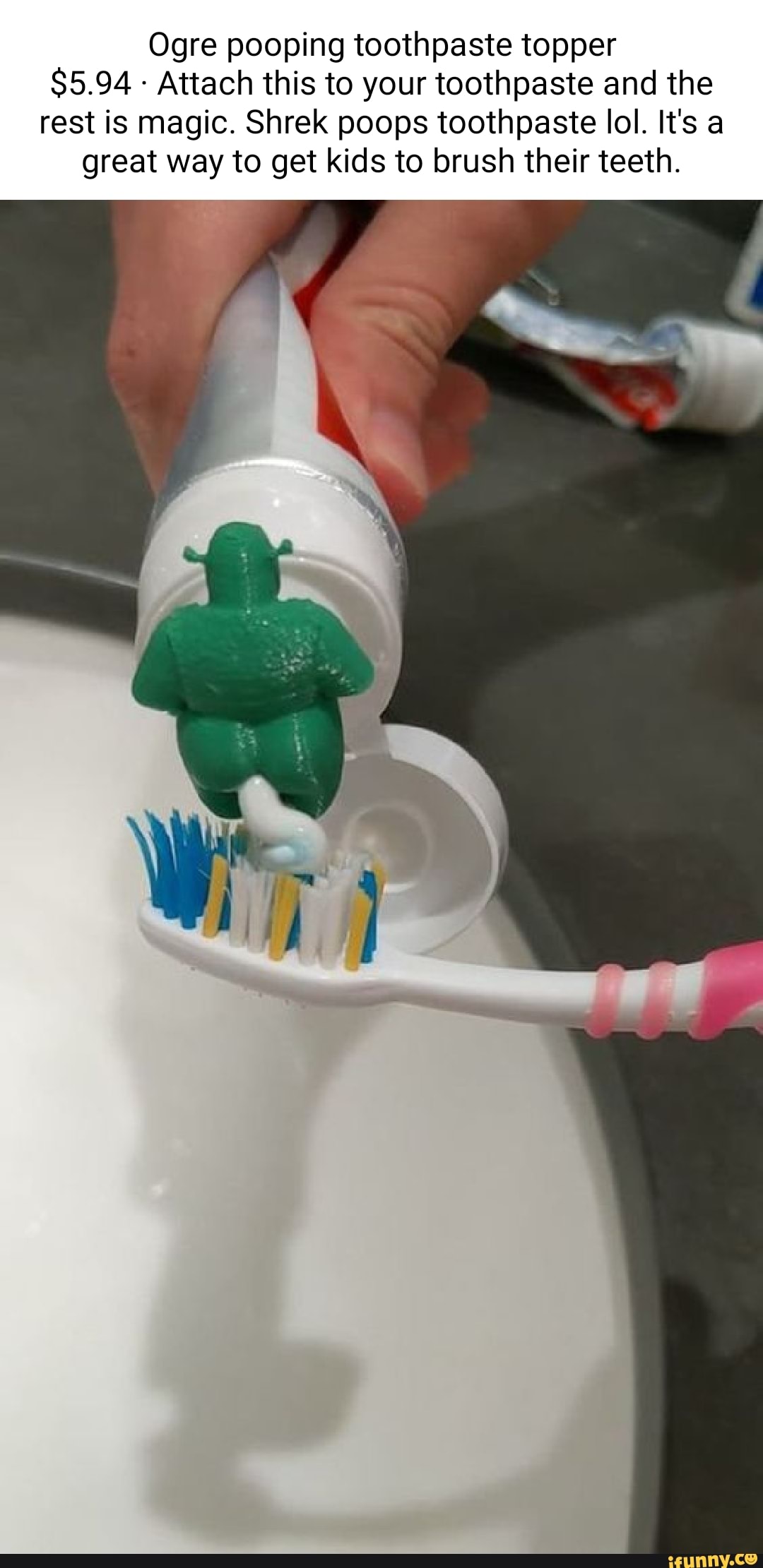 Ogre pooping toothpaste topper $5.94 Attach this to your toothpaste and ...