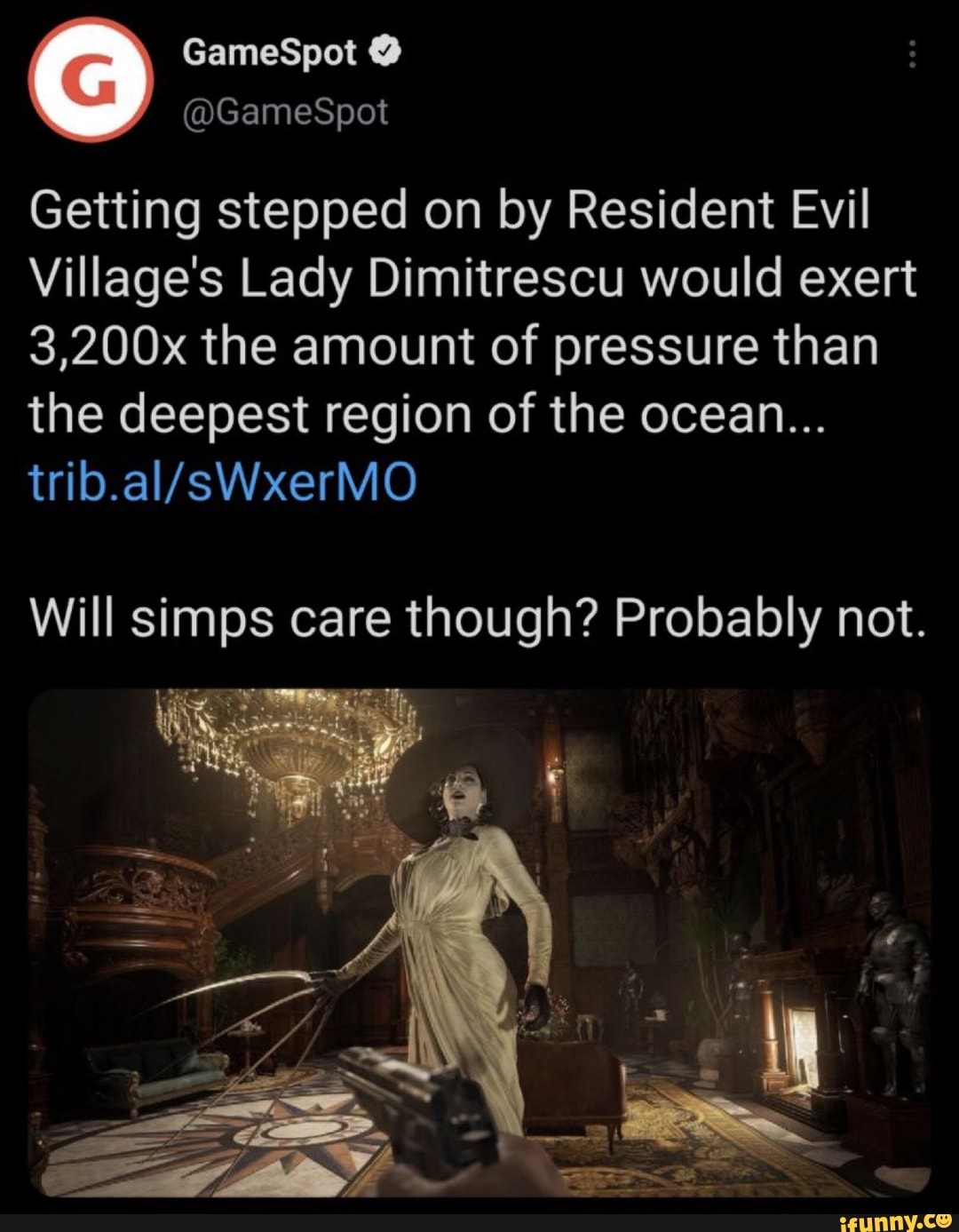 Getting stepped on by Resident Evil Village's Lady Dimitrescu would ...