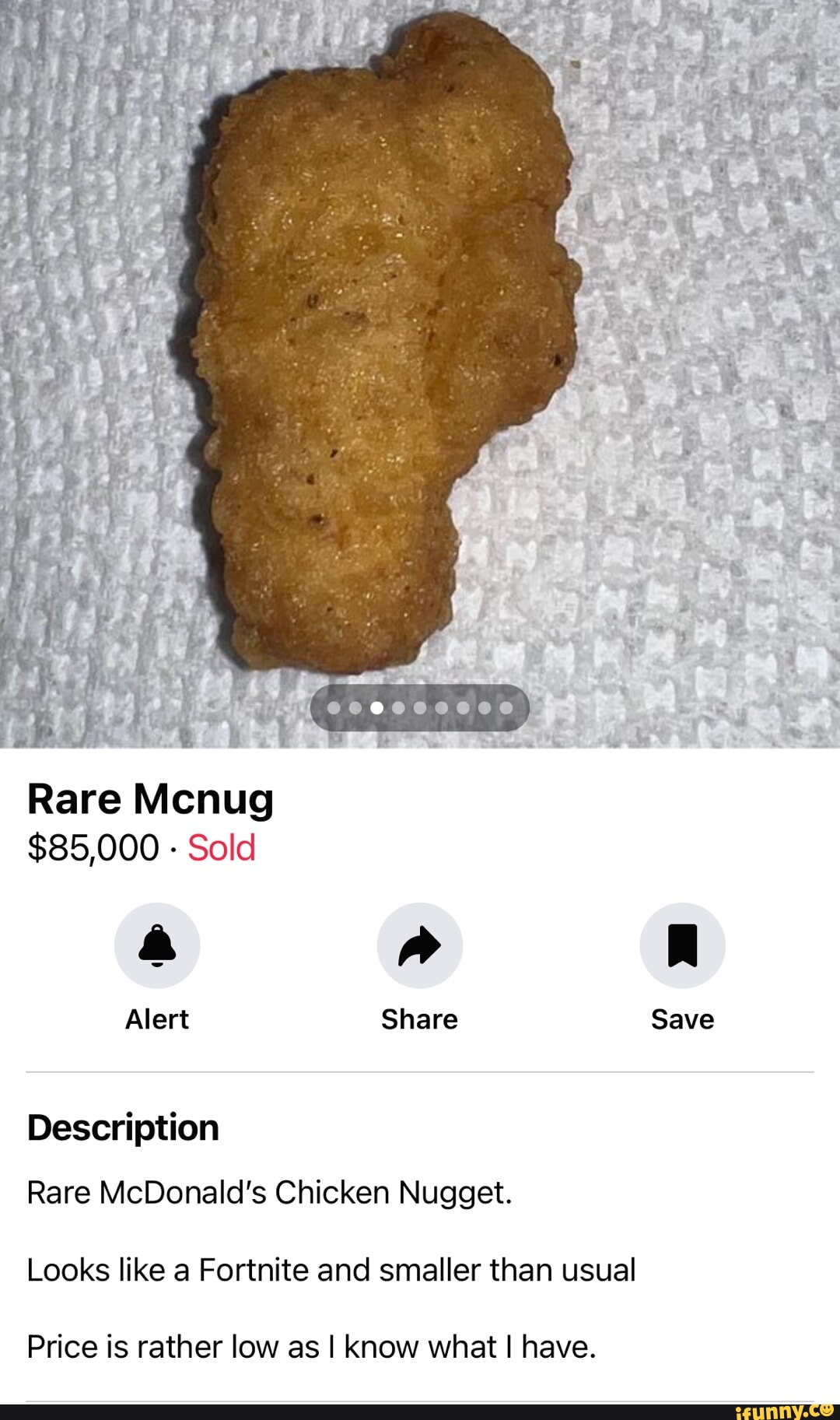 Rare Mcnug $85,000 - Sold a Aa Alert Share Save Description Rare ...