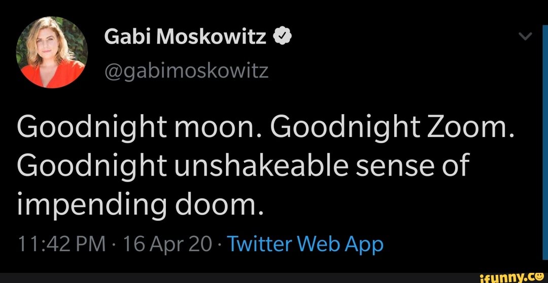 Goodnight moon. Goodnight Zoom. Goodnight unshakeable sense of ...