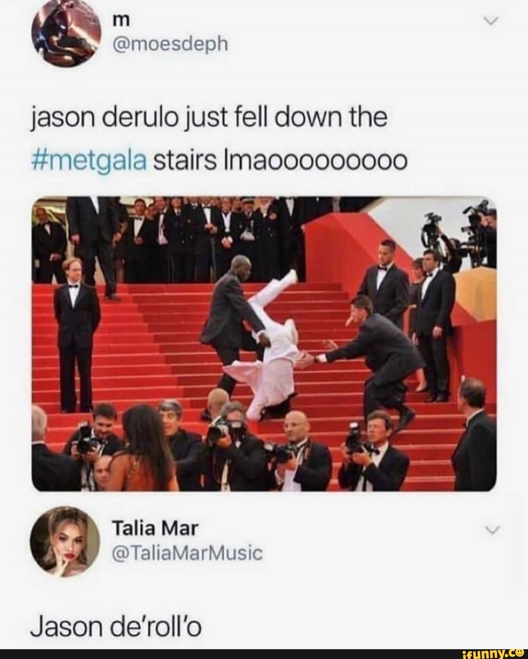 Jason derulo just fell down the #metgala stairs Inaoooooo000 Jason de ...