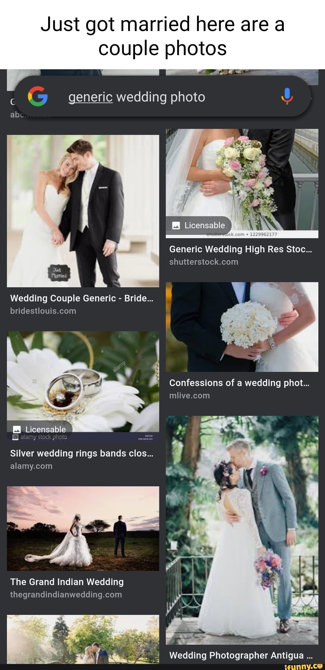 Just got married here are couple photos & generic wedding photo abe ...