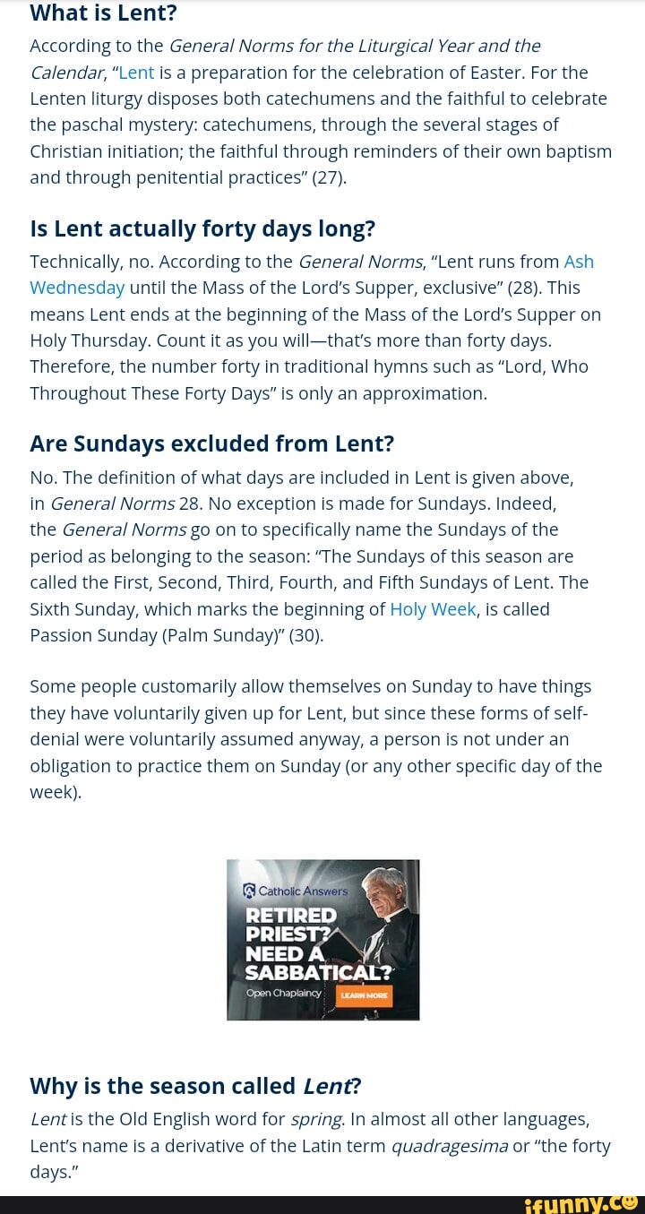 What is Lent? According to the General Norms for the Liturgical Year ...