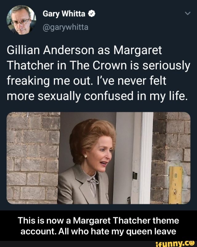 Gary Whitta Gillian Anderson as Margaret Thatcher in The Crown is ...
