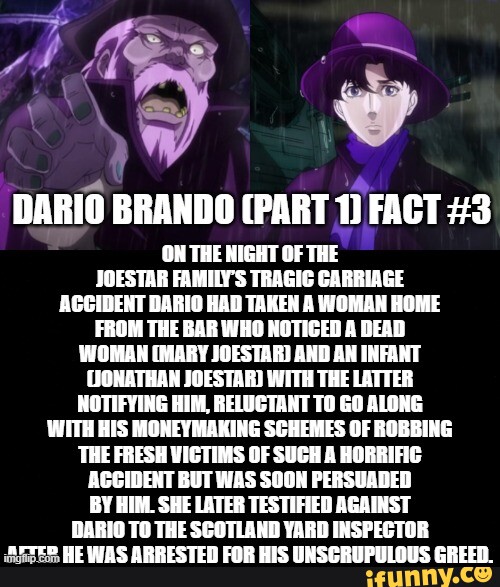 A Me DARIO BRANDO (PART 1) FACT #3 ON THE NIGHT OF THE JOESTAR FAMILY'S ...