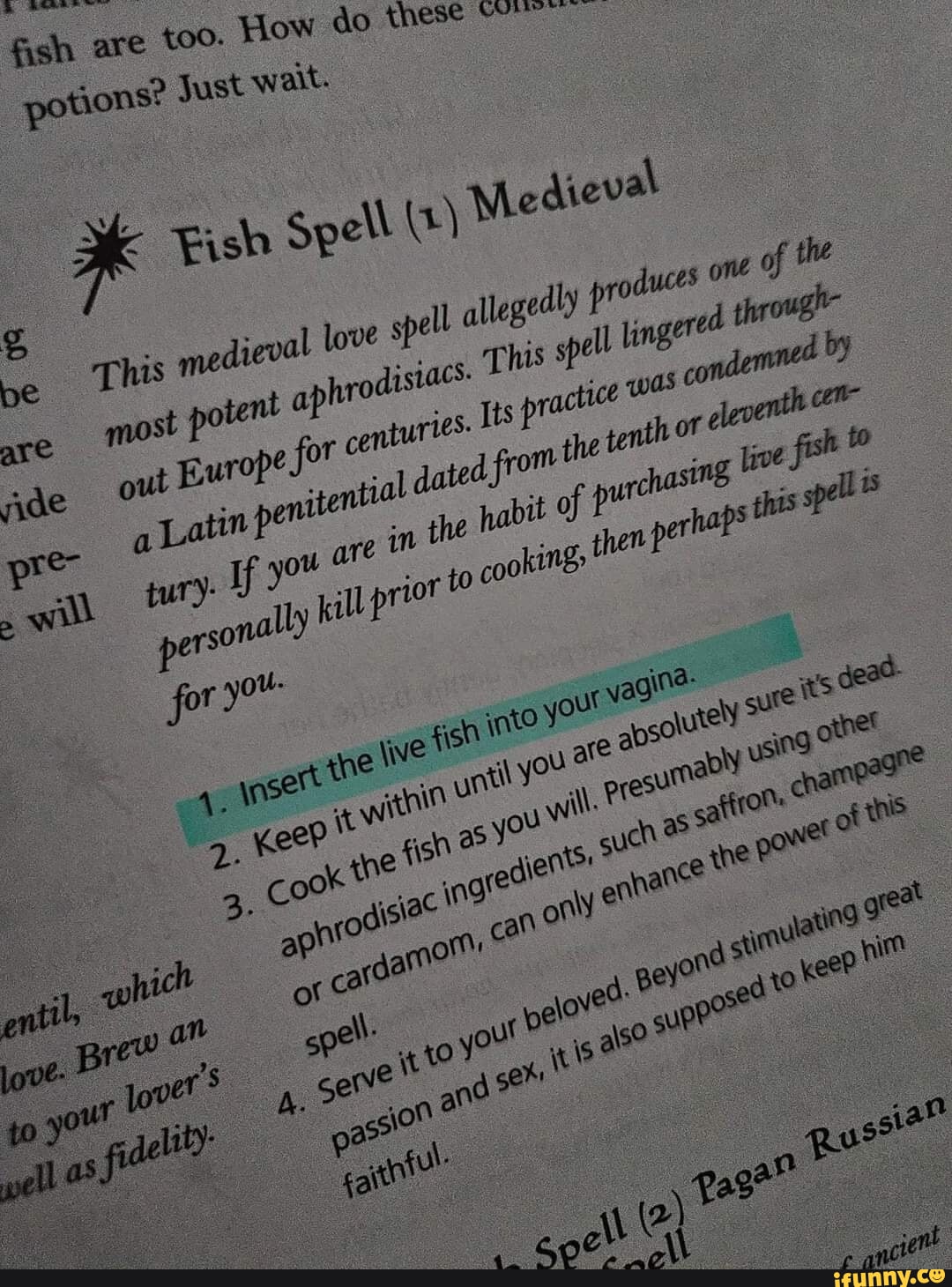 Fish are too- How do potions? Just wait. Fish Spell Medieval of duces i ...