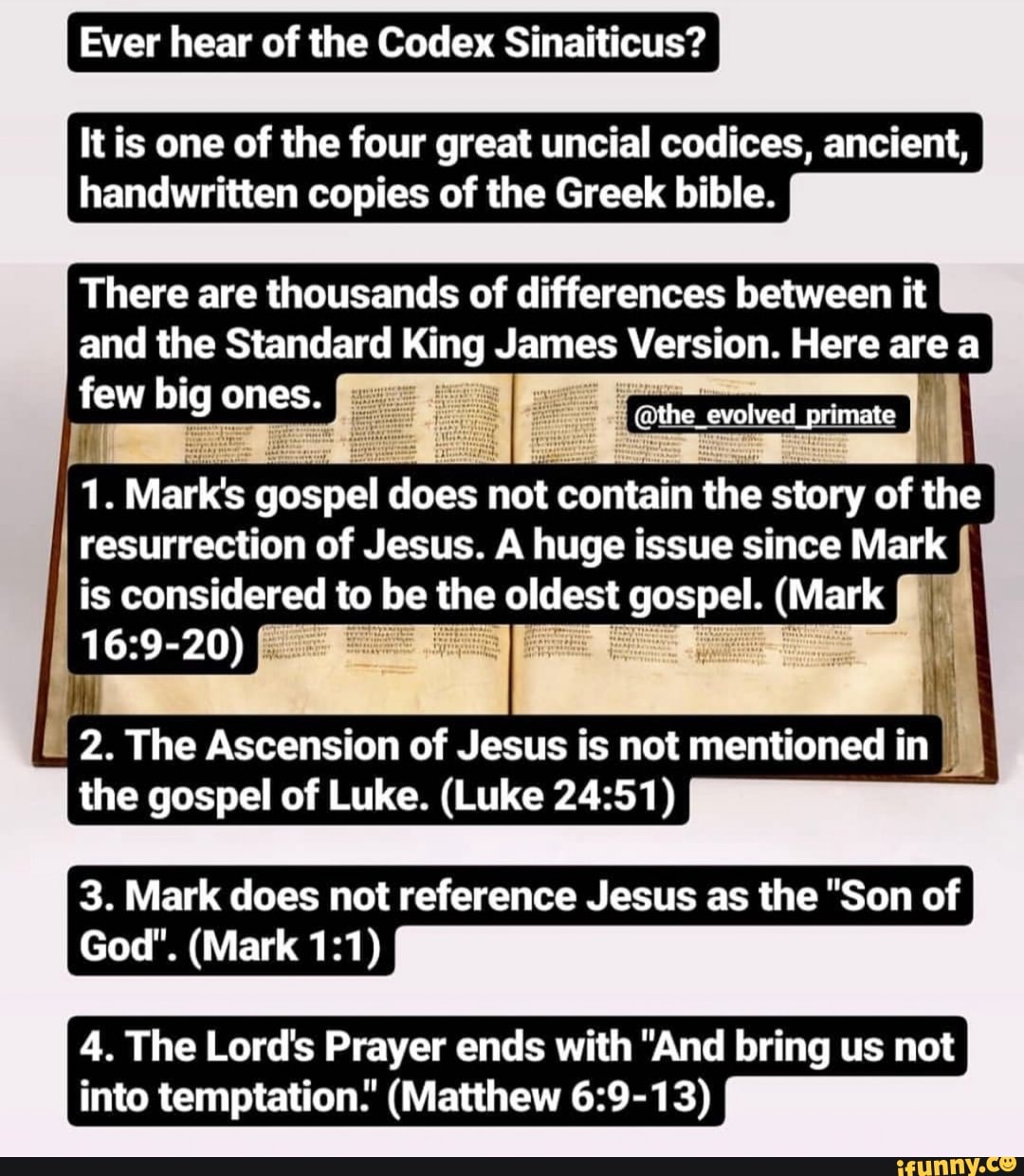 Ever hear of the Codex Sinaiticus? It is one of the four great uncial ...