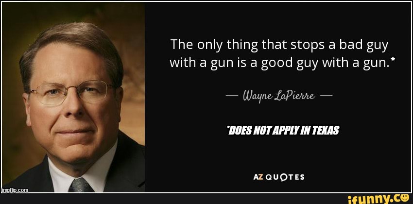 The only thing that stops a bad guy with a gun is a good guy with a gun.* - Wayne LaPienre ...