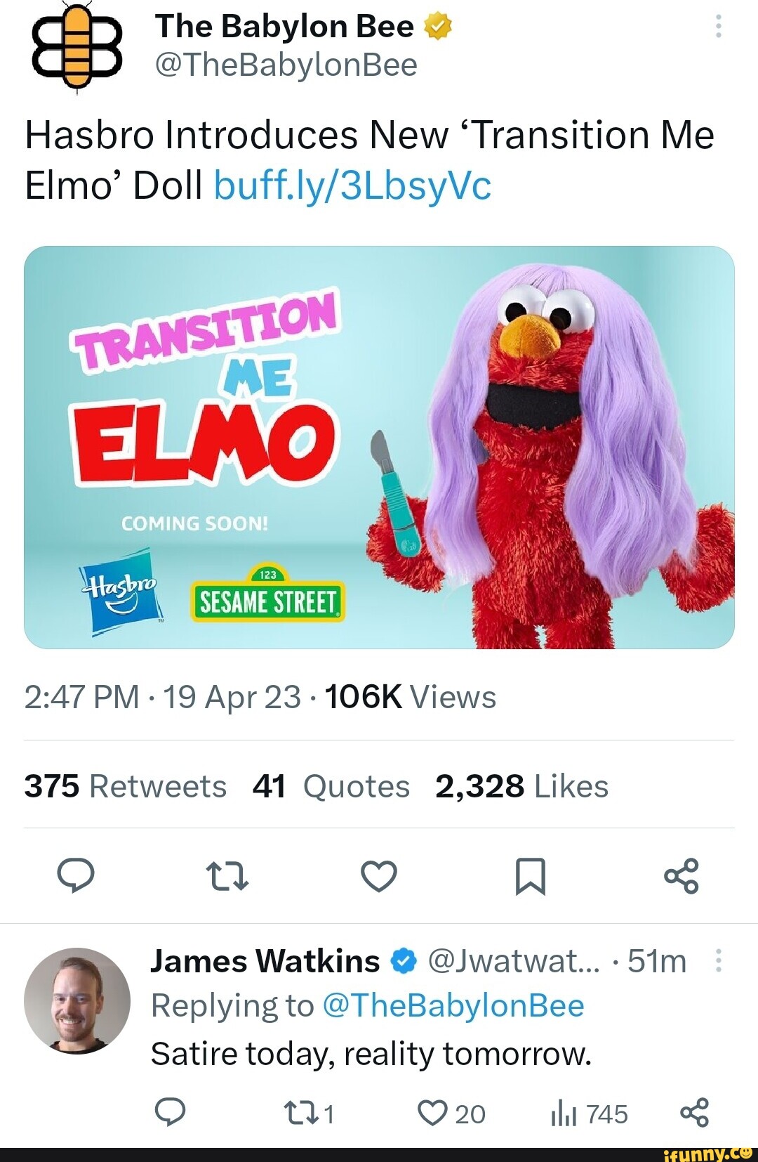 The Babylon Bee @TheBabylonBee Hasbro Introduces New "Transition Me ...