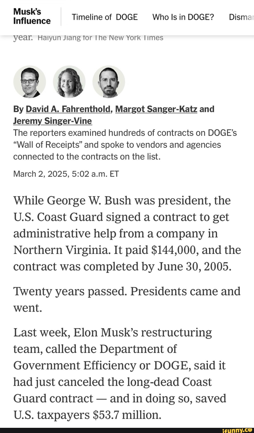 Musk's Influence I Timeline of DOGE Who Is in DOGE? Disma year. Halyun ...