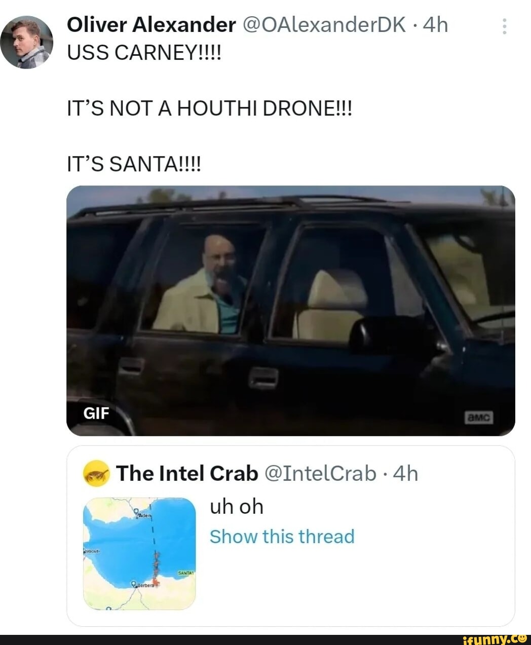 Oliver Alexander @OAlexanderDK USS CARNEY!!!! IT'S NOT A HOUTHI DRONE ...