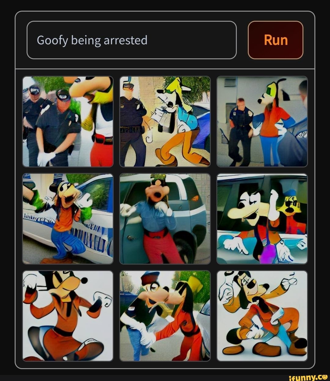 Goofy being arrested - iFunny