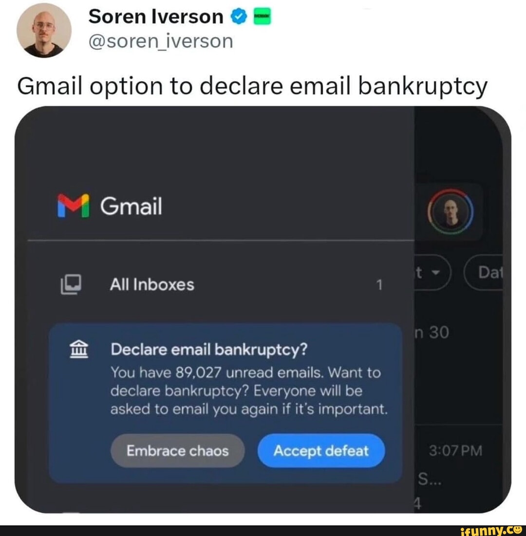 Soren Gmail option to declare email bankruptcy Gmail All Inboxes ...