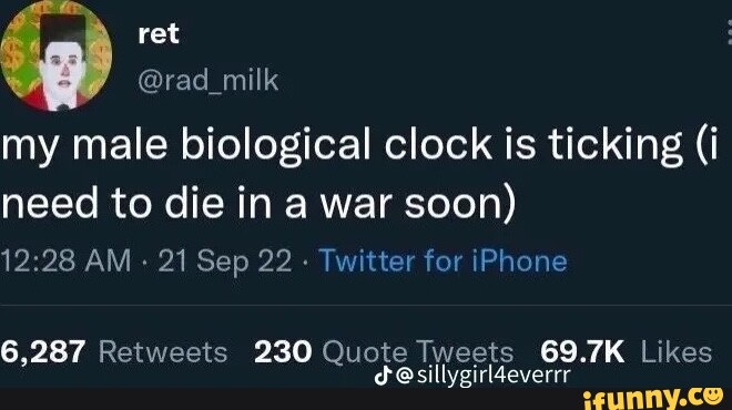 Rat @rad milk my male biological clock is ticking (i need to die in a ...