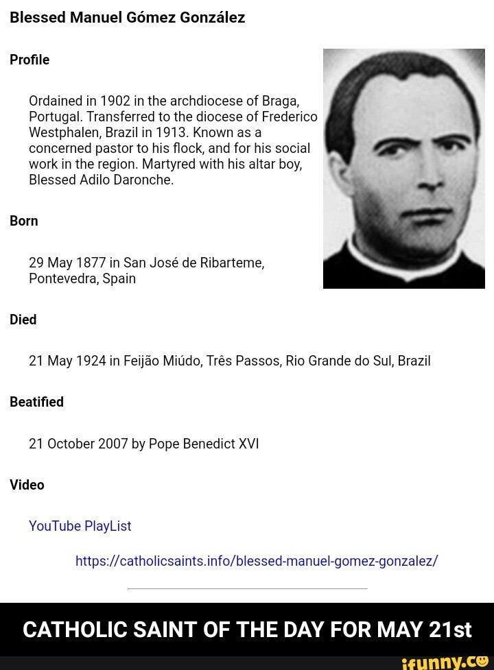 Blessed Manuel Gomez Gonzalez Profile I Ordained in 1902 in the ...