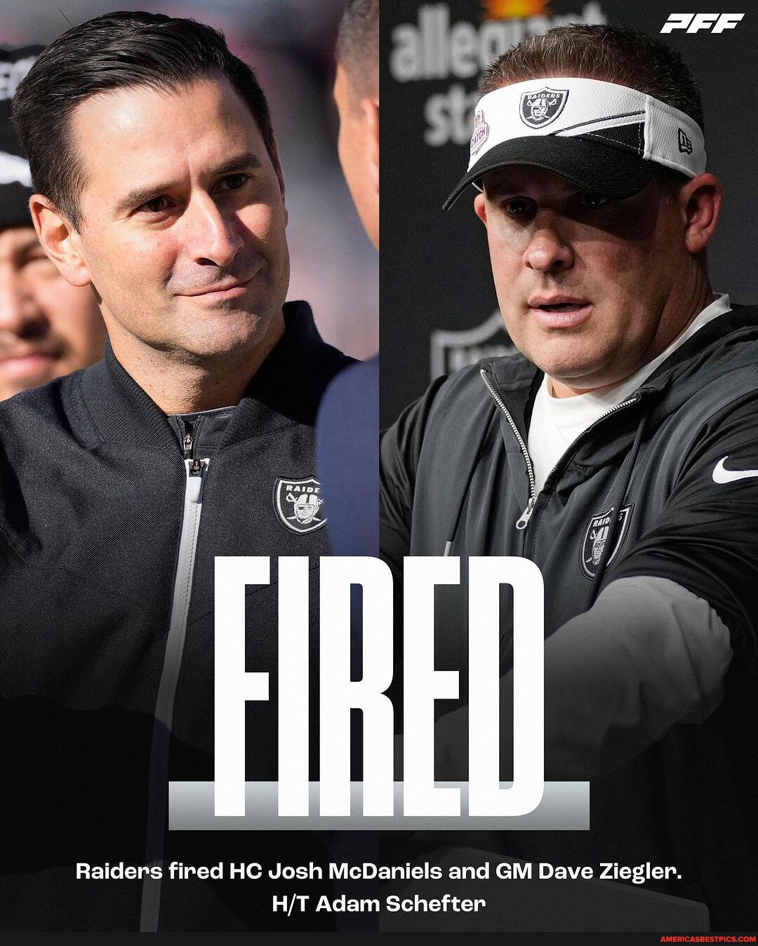 The Raiders have fired both HC Josh McDaniels and GM Dave Ziegler LB coach Antonio Pierce will ...
