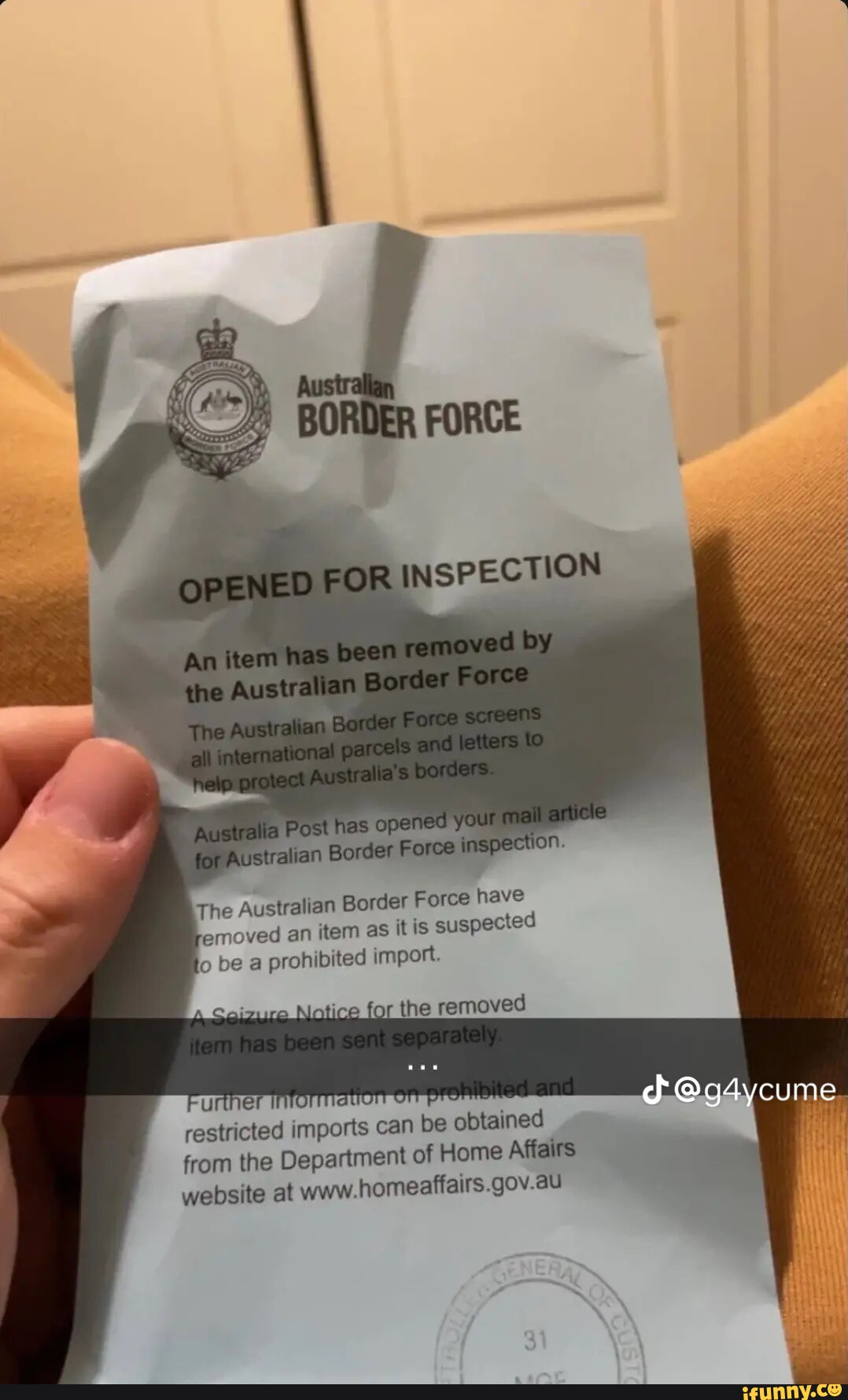 INSPECTION tem Aswa hes an Fe The Australian Border Force have moved an ...