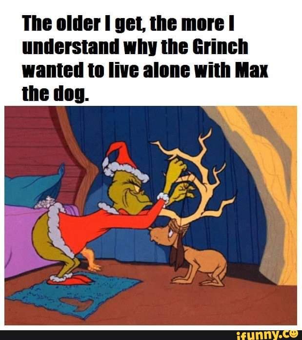 The older get, the more I understand why the Grinch wanted to live ...