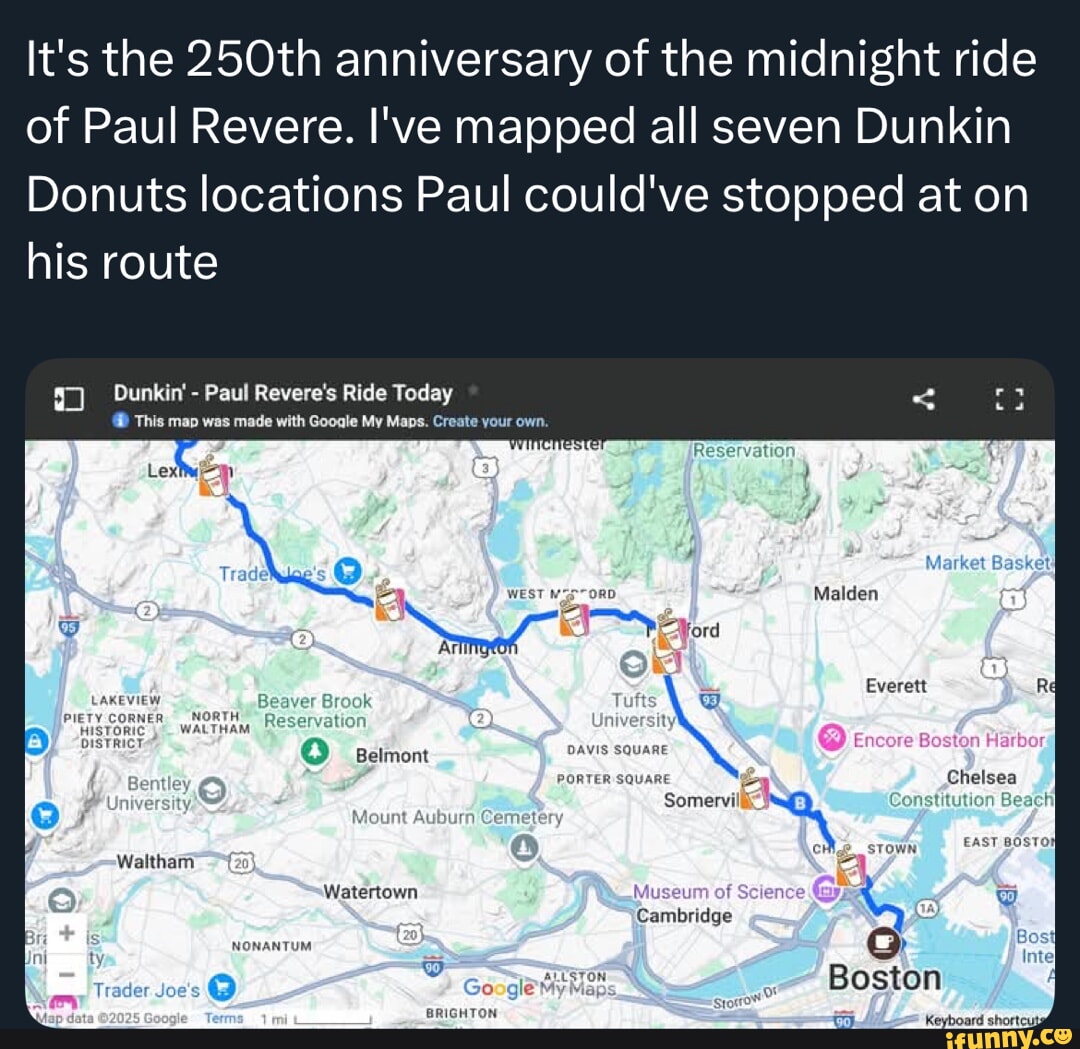 Midnight Ride Of Paul Revere Map