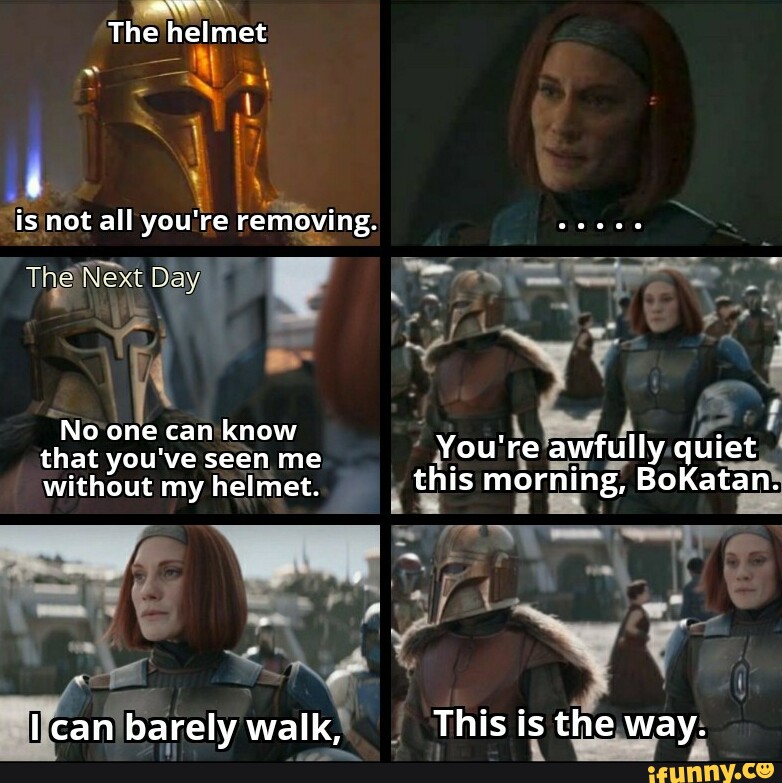 The helmet is not all you're removing. Next Day, No one can know that ...