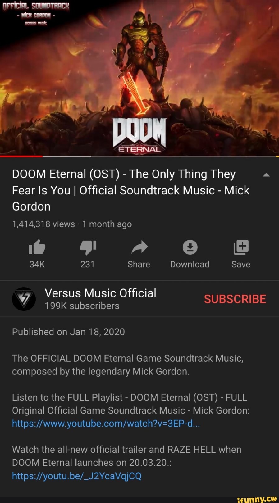 DOOM Eternal (OST) The Only Thing They a Fear Is You I Official ...