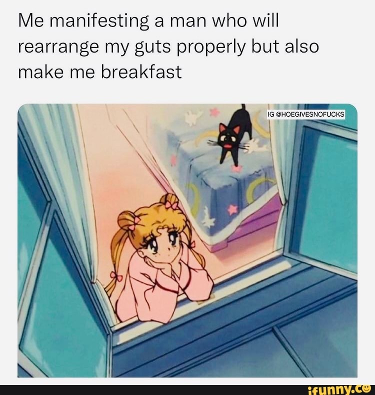 Me manifesting a man who will rearrange my guts properly but also make ...