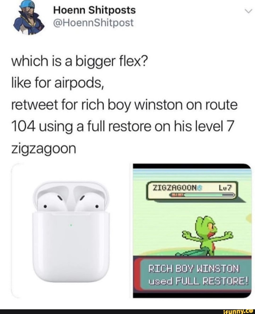 Which is a bigger flex? retweet for rich boy Winston on route 104 using ...