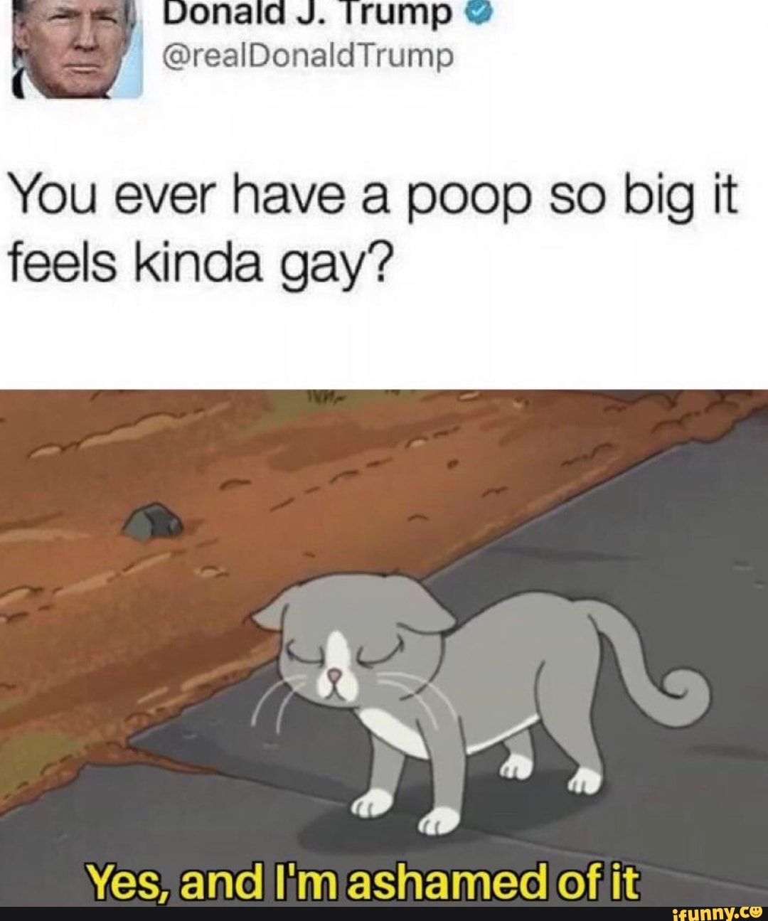 You ever have a poop so big it feels kinda gay? Yes, and Iim'ashamed of ...