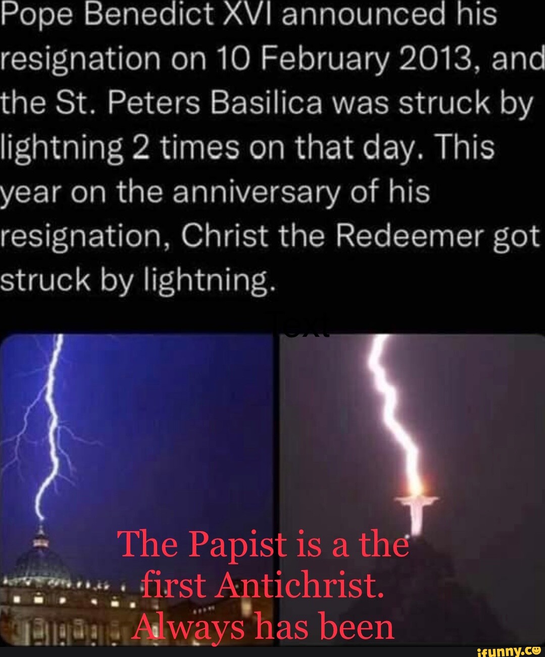 Pope Benedict Lightning