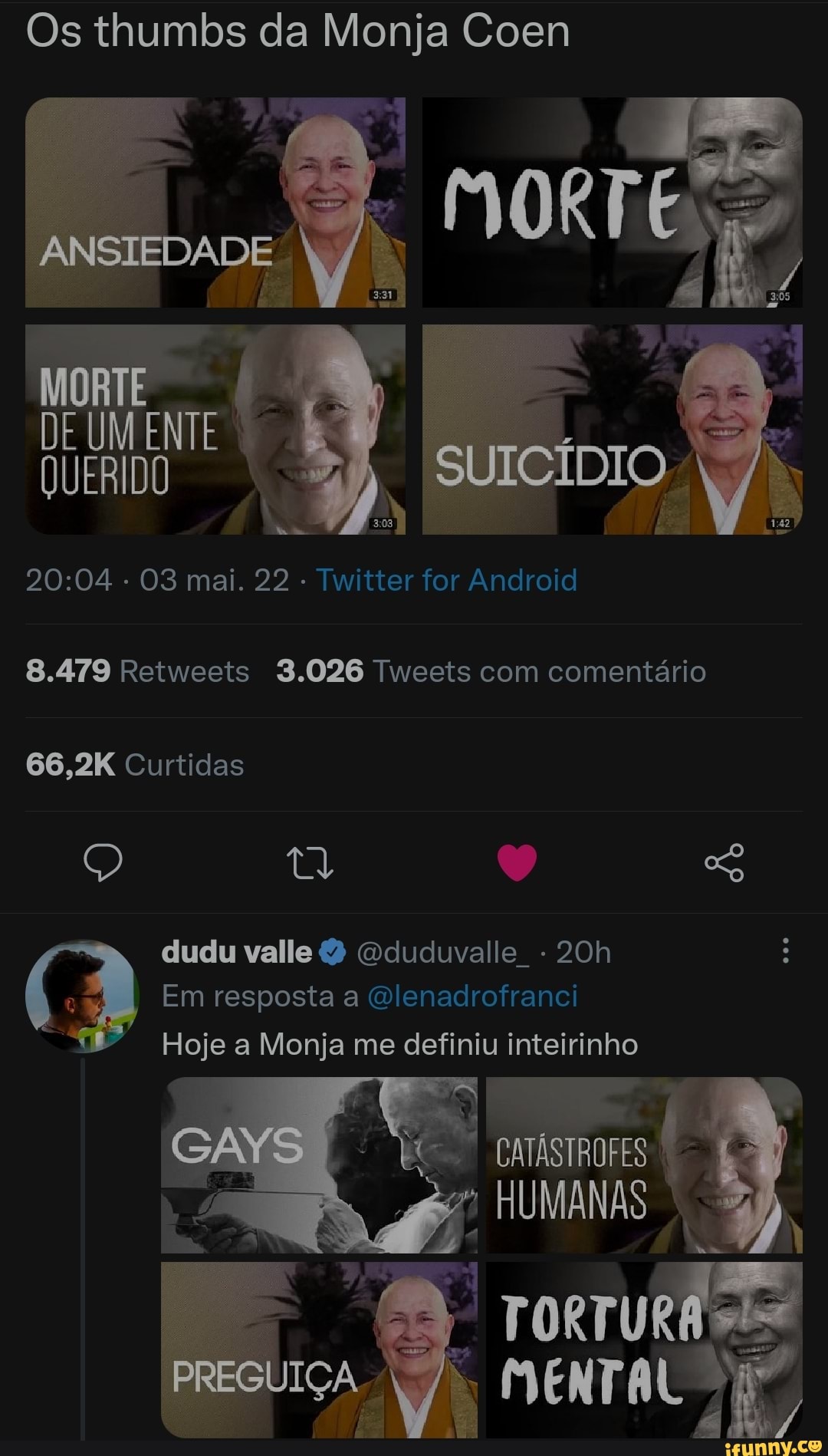 Os thumbs da Monja Coen ANSTEDADE DE UMENTE QUERIDO - 03 mai. 22 ...