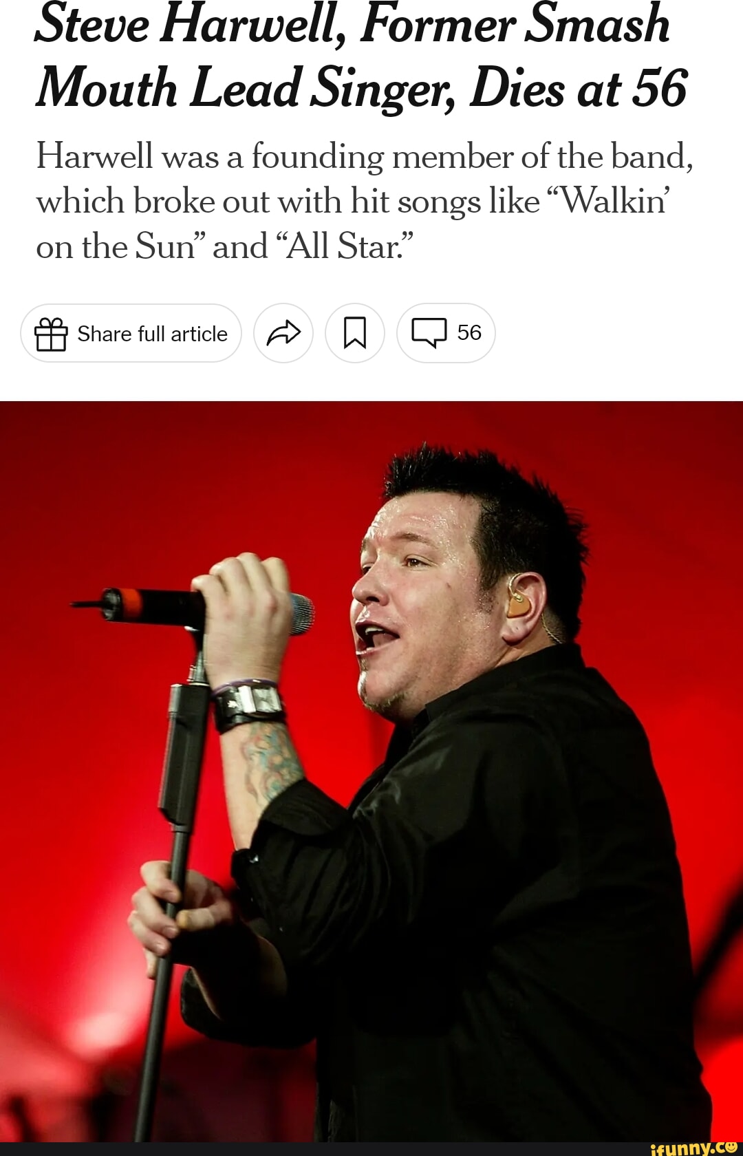 Teve Harwell, Former Smash Mouth Lead Singer, Dies at 56 Harwell was a ...