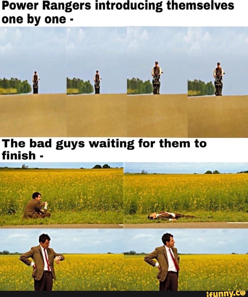 Power Rangers introducing themselves one by one - The bad guys waiting ...