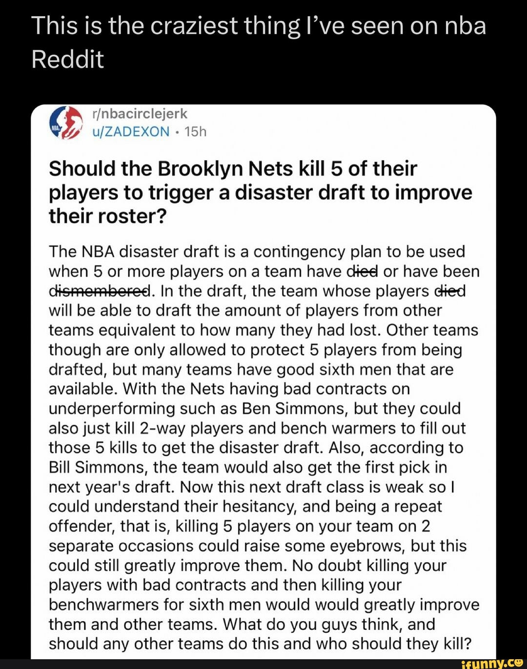 This is the craziest thing I've seen on nba Reddit rnbacirclejerk ...
