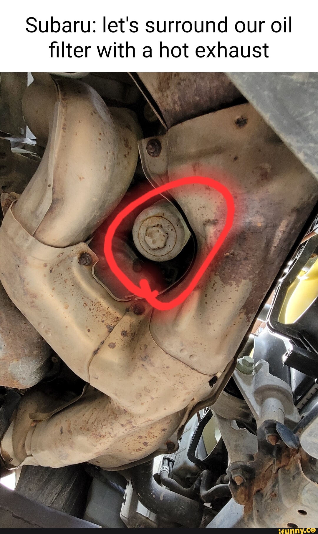 Subaru: let's surround our oil filter with a hot exhaust - iFunny